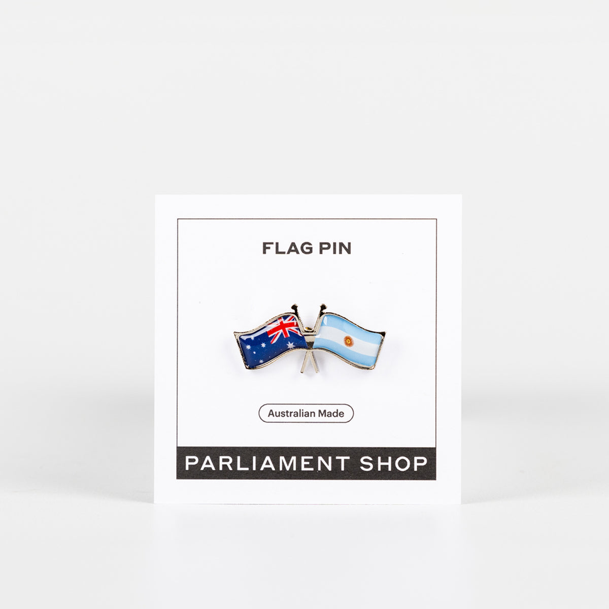 Dual Flag Pins – Silver – Crossed – Parliament Shop